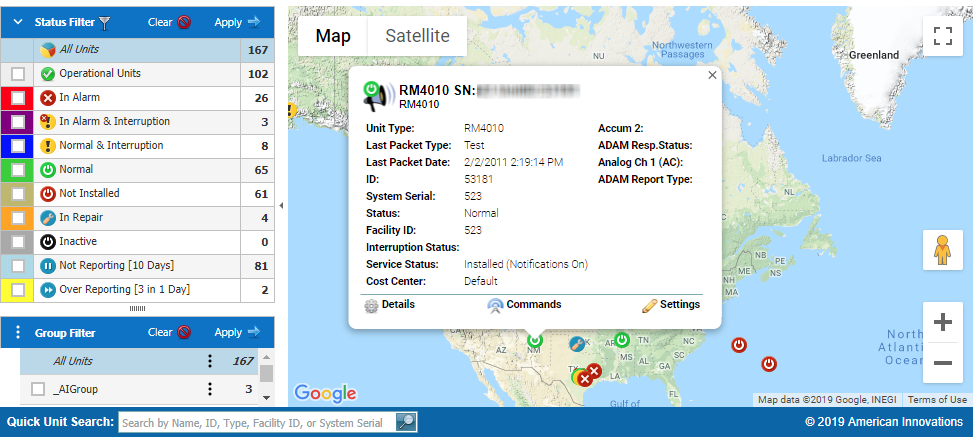 Send Command from Map Tab
