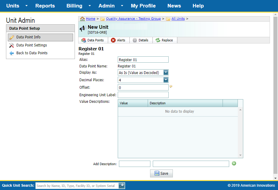 SDT16 Family Data Point Info Fields