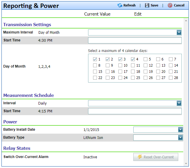 RM4210/RM4250 and RM4211/RM4251 Transmission Settings Fields
