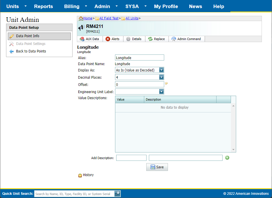 RM4210/RM4250 and RM4211/RM4251 AUX Data Info Fields