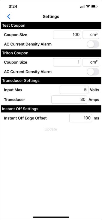 Set Coupon Size, Alarms, Transducer, and Instant Off