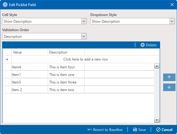 Edit a Standard or Dynamic Picklist