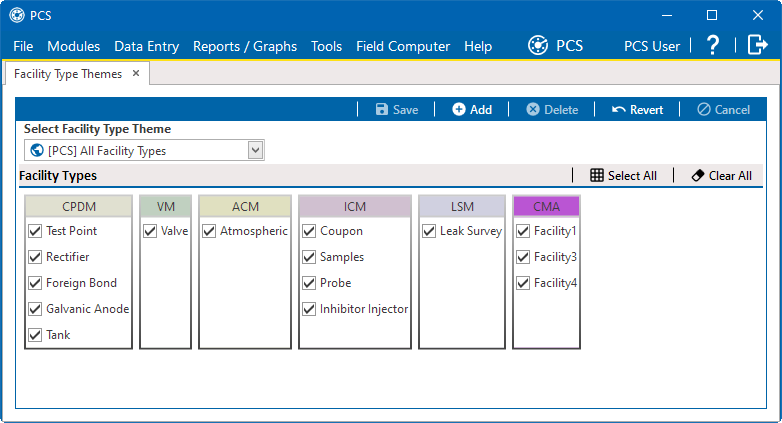 Edit an Installed Facility Type Theme