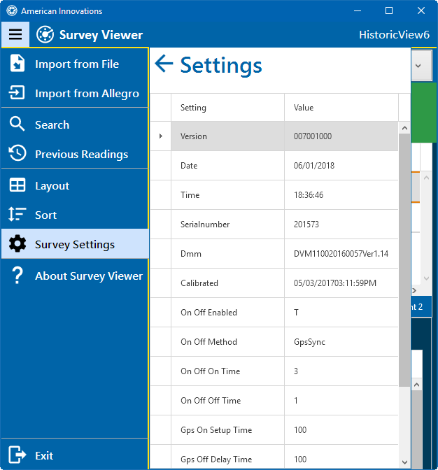 Viewing Survey Settings